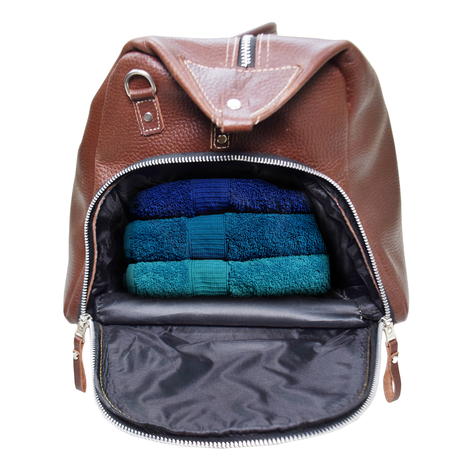 BROWN LONG WEEKEND BAG WITH LEATHER GRAINS - ABRISH International